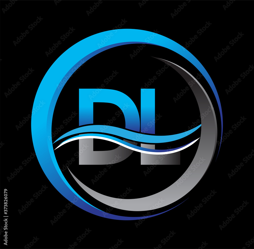 initial letter logo DL company name blue and grey color on circle and ...