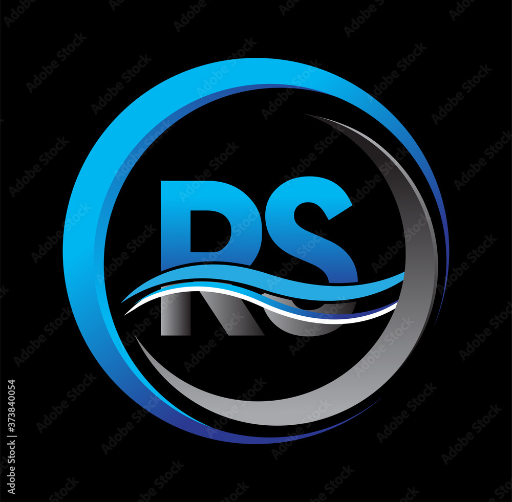 initial letter logo RS company name blue and grey color on circle and ...
