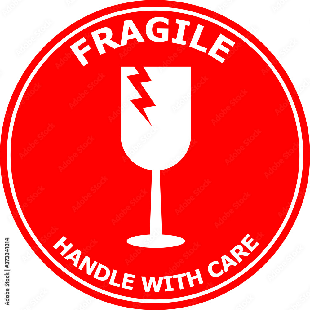 Fragile icon handle with care icon can used for carton this way up mark ...