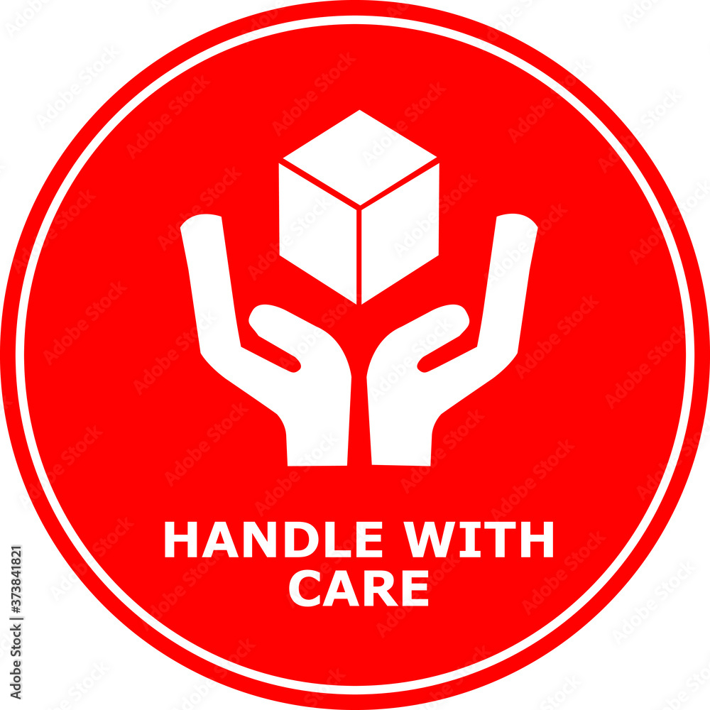 Handle with care icon can used for this way up mark label, box signs ...