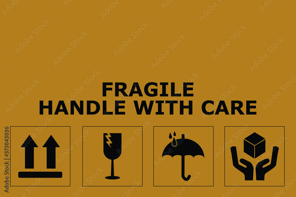 Fragile or Package Label stickers set. (Fragile, Handle with Care, This ...