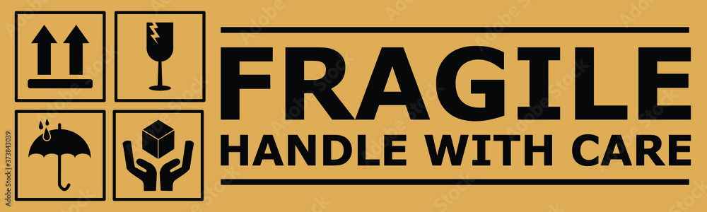 Fragile or Package Label stickers set. (Fragile, Handle with Care, This ...