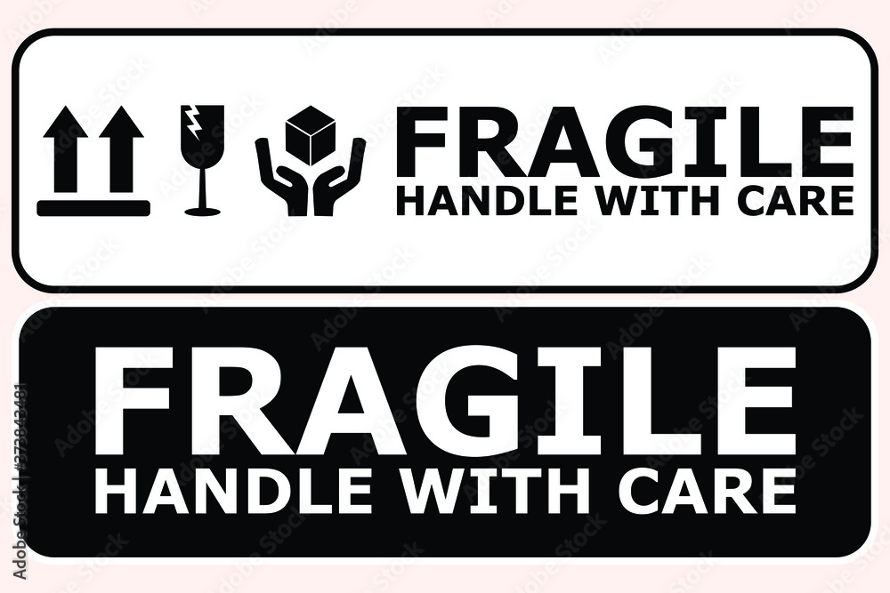 Fragile, Handle with Care or Package Label stickers set. Banner format ...