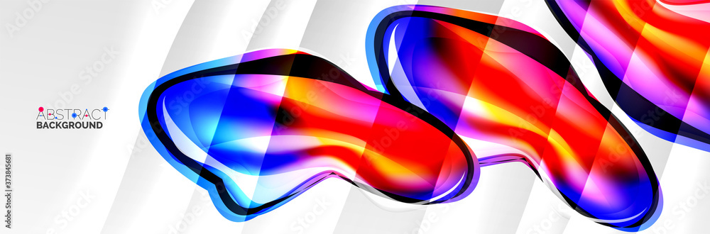 Vector abstract background, flowing liquid style bubble with metallic ...