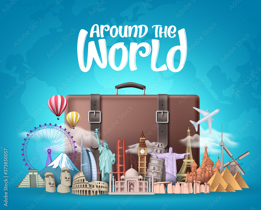 Travel around the world vector design. Travelling suitcase bag and ...