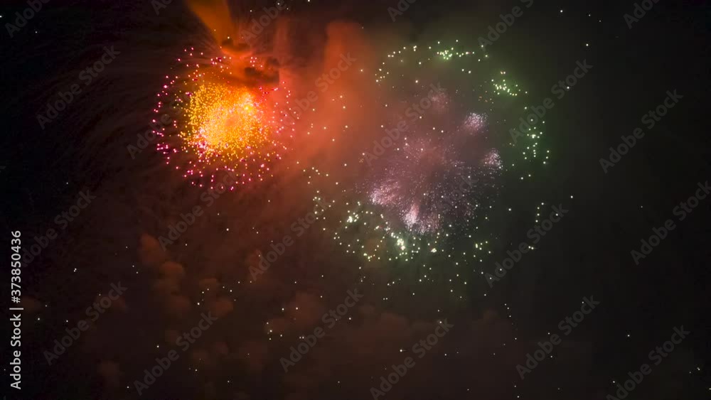 Video Stock Bright Flashes of Fireworks in the Night Sky. Bright ...