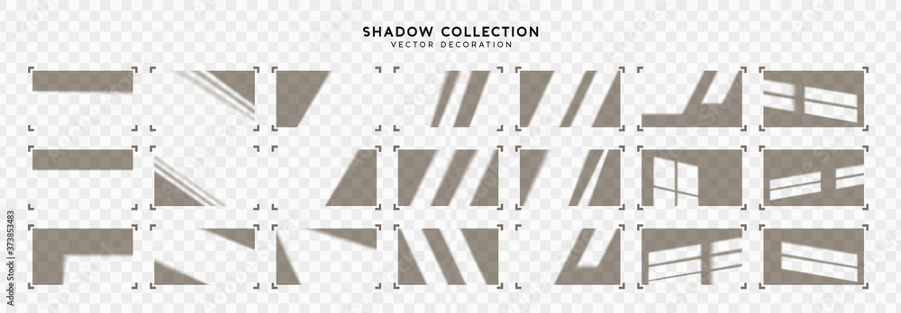Set of Shadow overlay window frames. Effect light transparent shadow ...