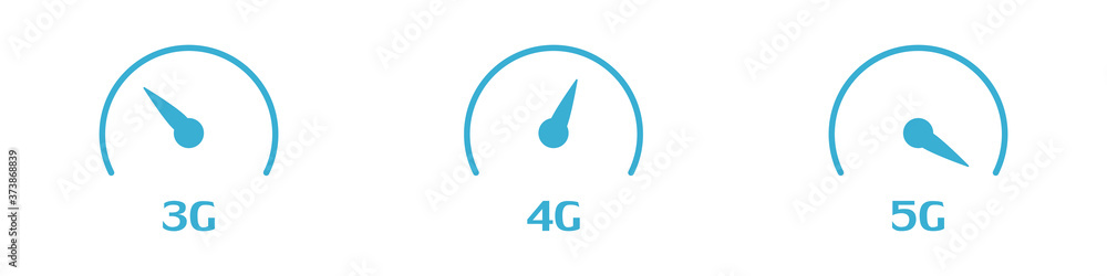 5G, 4G and 3G icons. Set of isolated icons. Mobile communication ...
