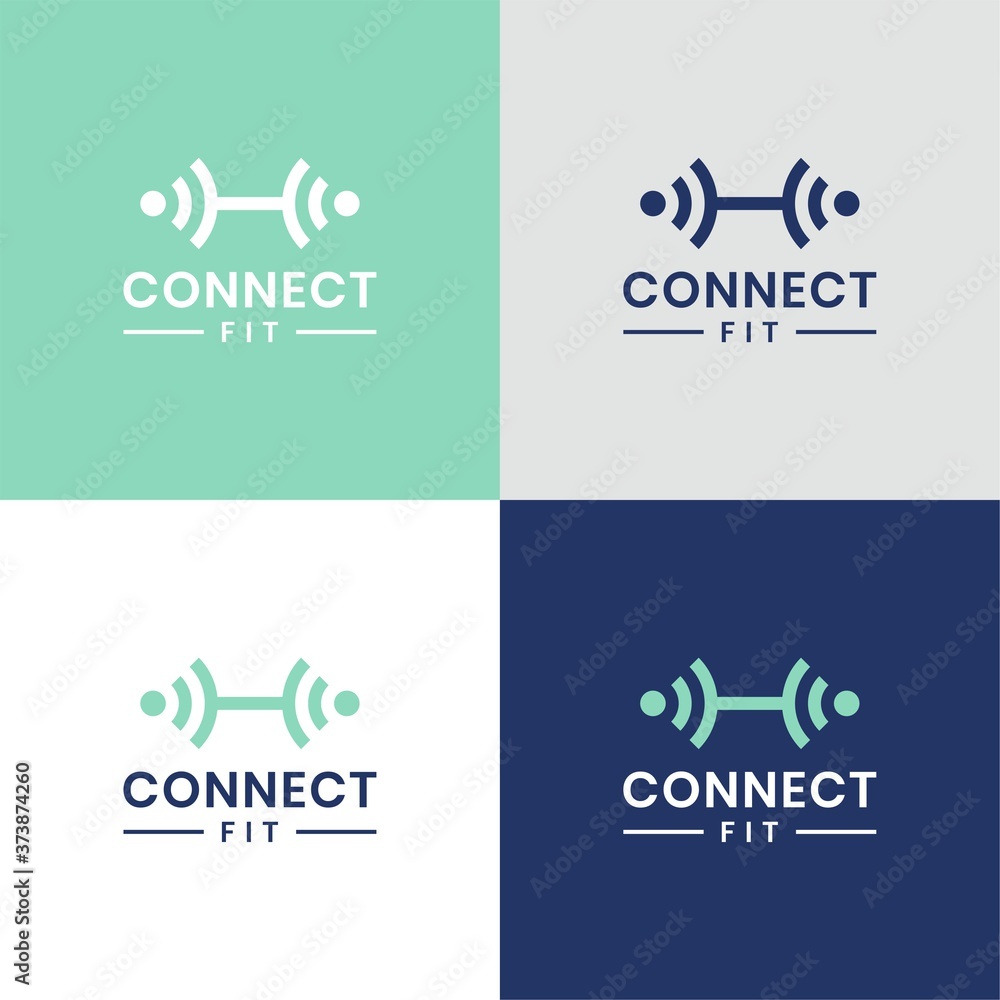 Combination of sports logo and connect. fitness and symbol or signal ...