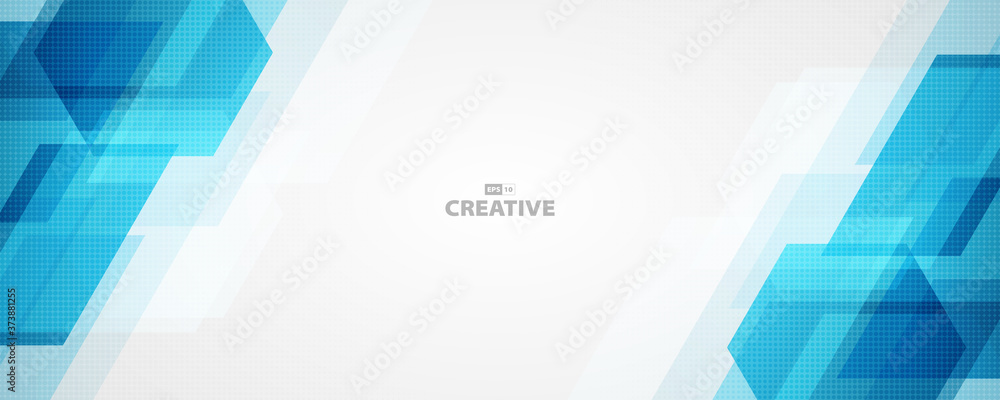 Abstract wide blue technology design of rectangle pattern and halftone ...