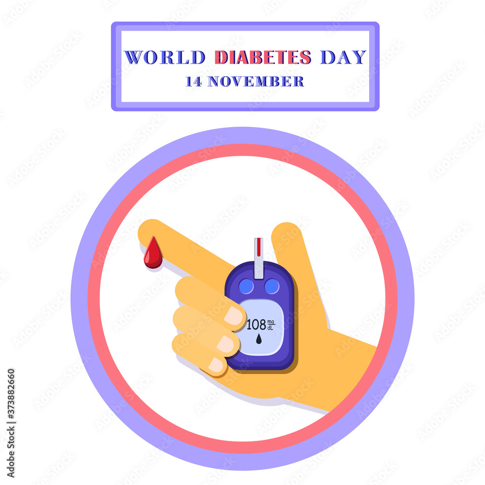 Blood glucose meter, world diabetes day. Diabetes diagnostic machine ...