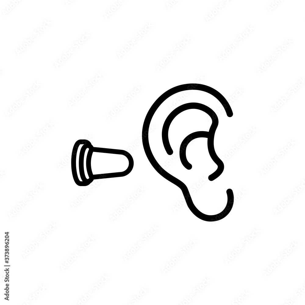 Earplugs linear icon. Silicone, foam safety ear plug. Noise protection ...