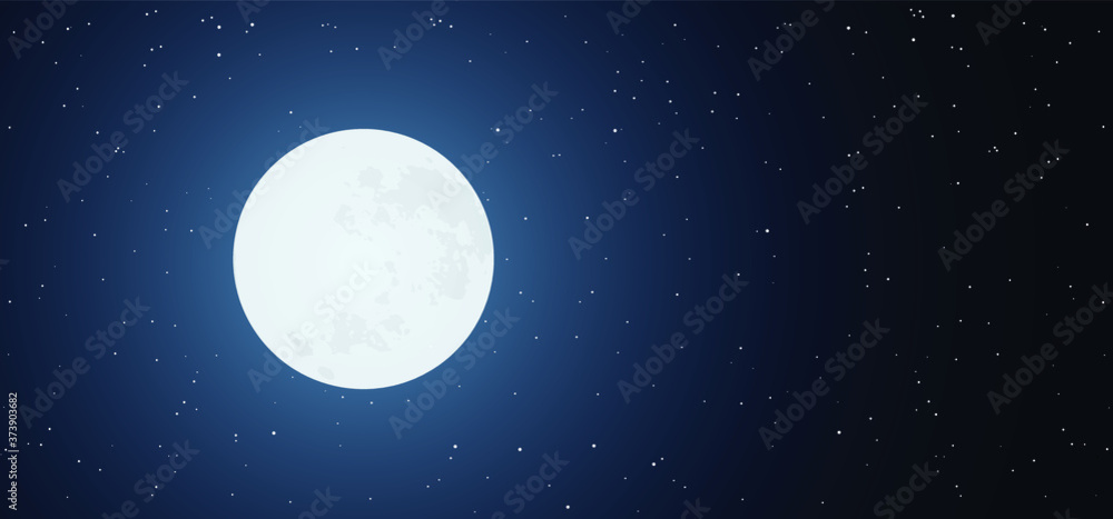 Vector moon and stars background. Moonlight night sky with stars. View ...