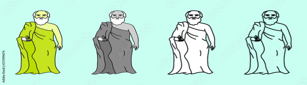 set of socrates classical greek philosopher cartoon icon design ...