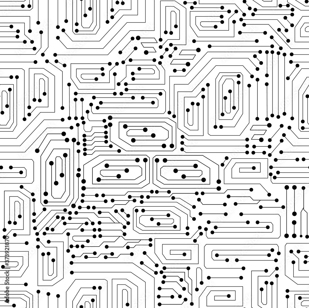 Technological vector seamless background having handwritten circuit ...