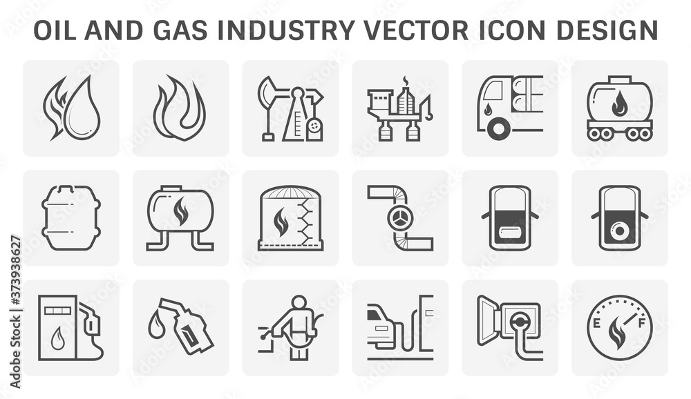 Oil and gas industry icon i.e. global process of exploration ...