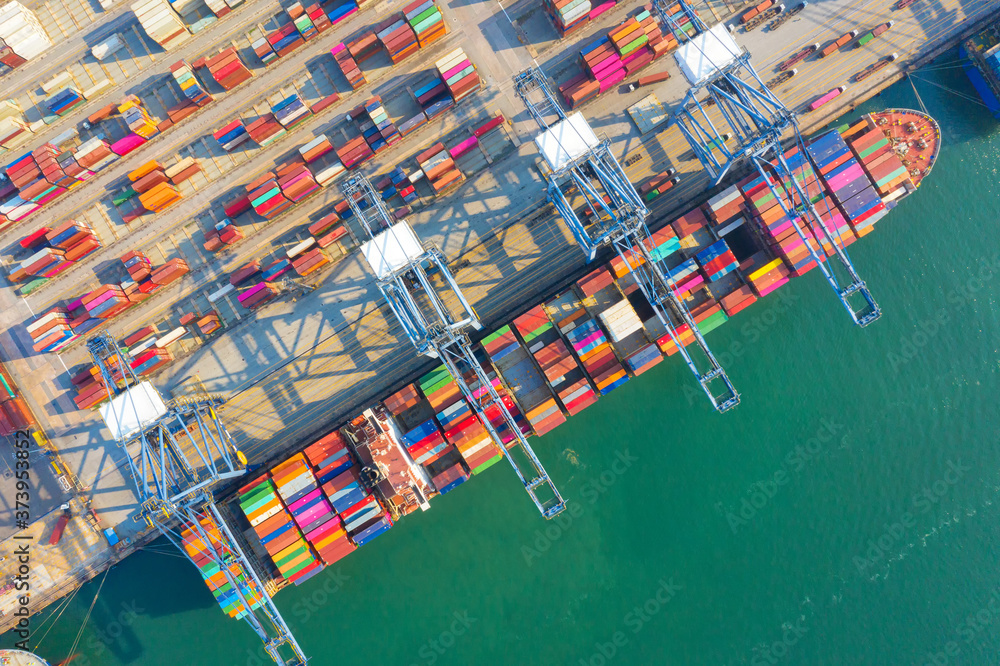 Container , container ship in export and import business and logistics ...