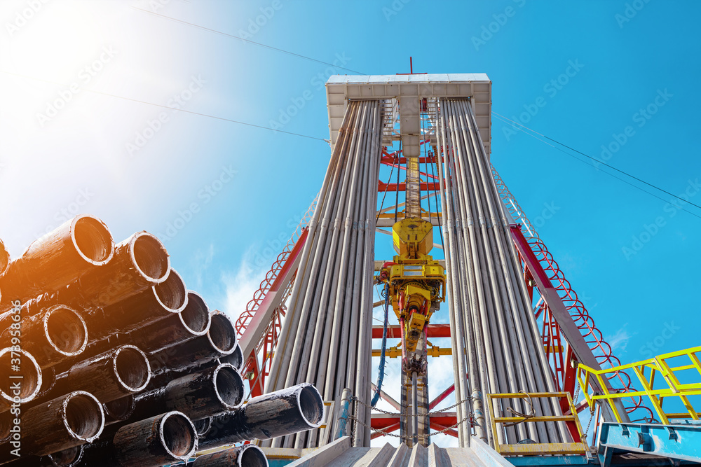 Oil and Gas Drilling Rig. Oil drilling rig operation on the oil ...