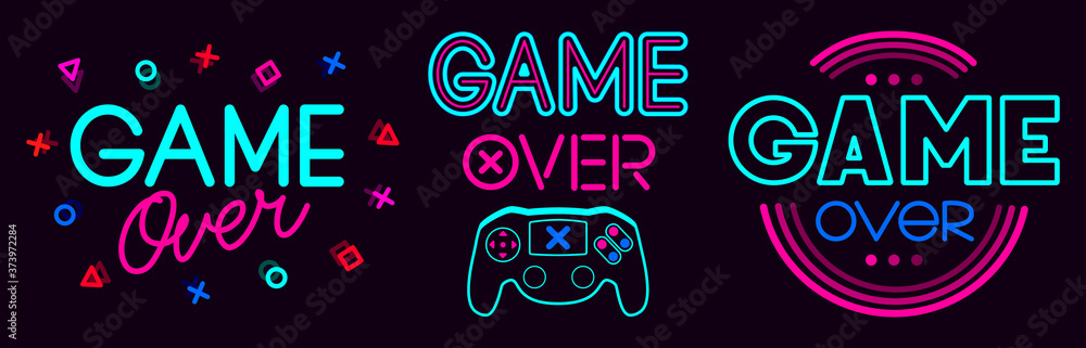 Vecteur Stock Game over signs. Computer video game death screen phrases ...