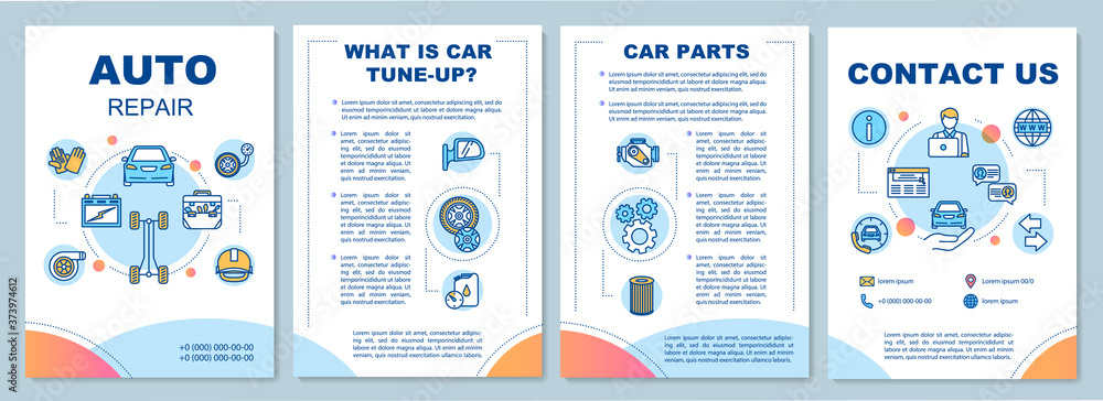 Auto recovery service brochure template. Car tune-up. Flyer, booklet ...