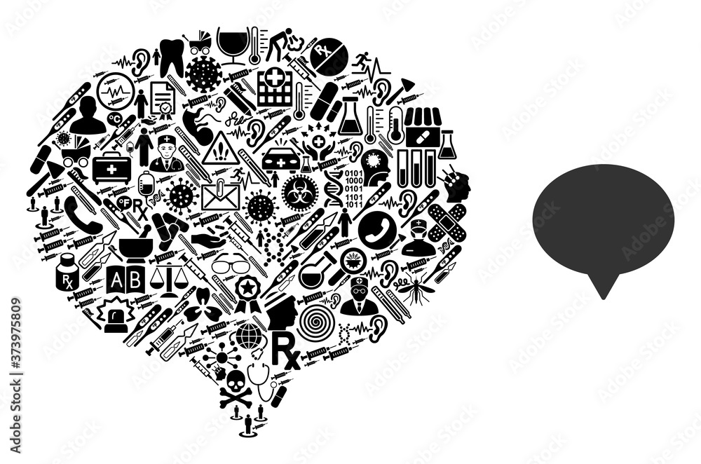 Mosaic hint of health icons and basic icon. Mosaic vector hint is ...