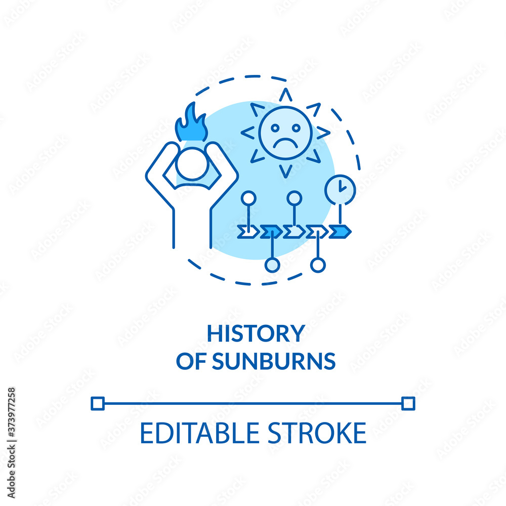 History of sunburns concept icon. Ultraviolet radiation burn. Severe ...