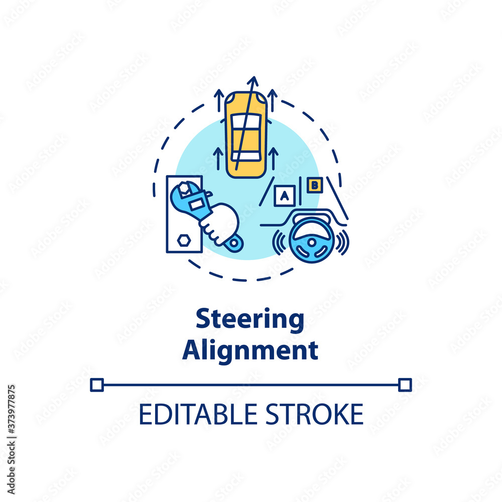 Steering alignment concept icon. Road test auto, suspension inspection ...