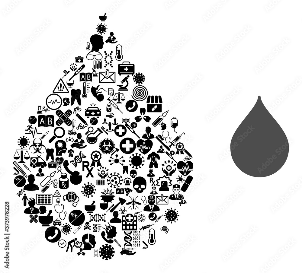 Mosaic drop of medicine icons and basic icon. Mosaic vector drop is ...