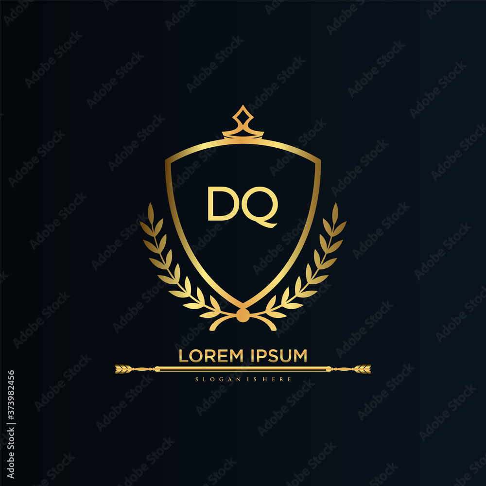 DQ Letter Initial with Royal Template.elegant with crown logo vector ...