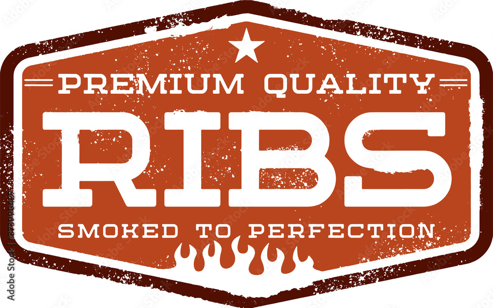 Vintage BBQ Ribs Restaurant Smokehouse Sign vector de Stock | Adobe Stock