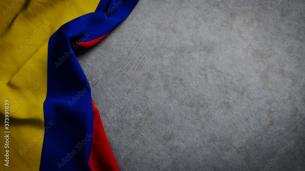Flag of Colombia on concrete backdrop. Colombian flag background with ...