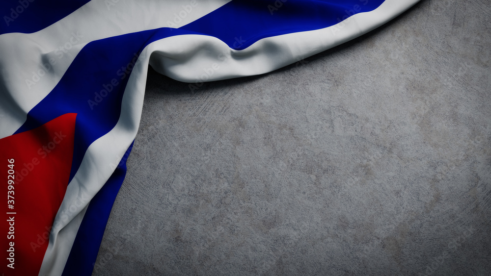 Flag of Cuba on concrete backdrop. Cuban flag background with copy ...