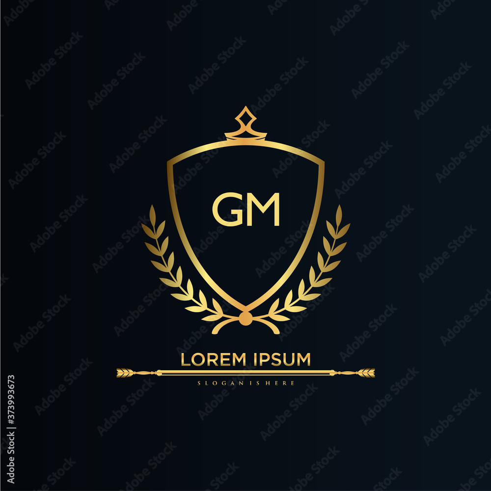 GM Letter Initial with Royal Template.elegant with crown logo vector ...