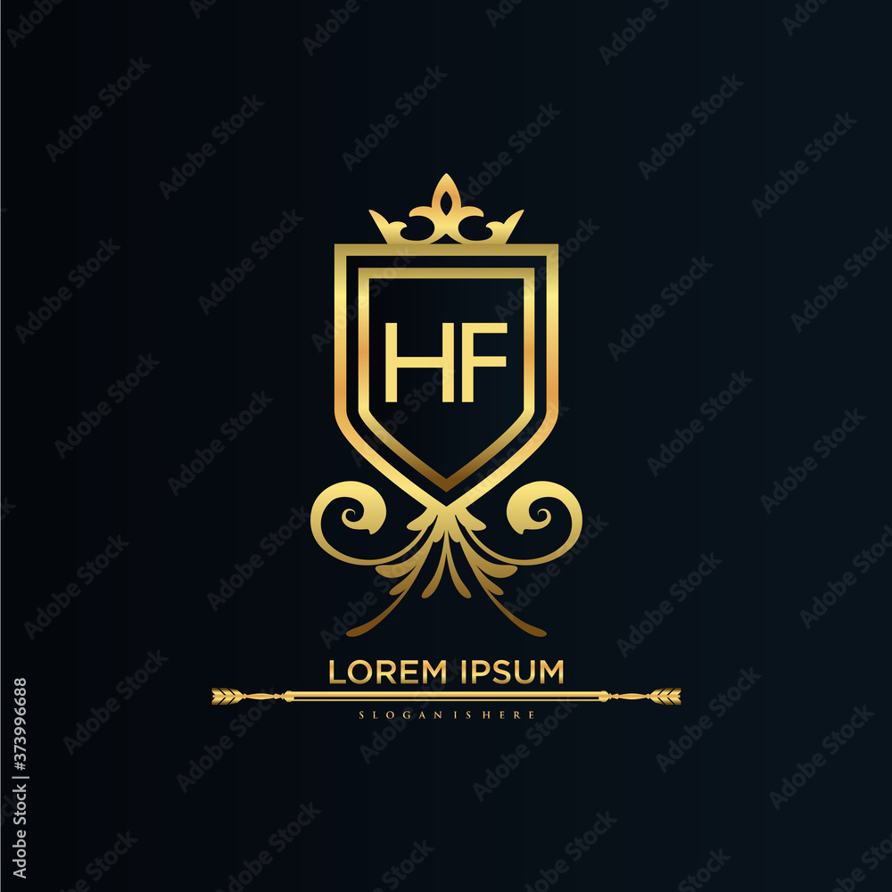HF Letter Initial with Royal Template.elegant with crown logo vector ...