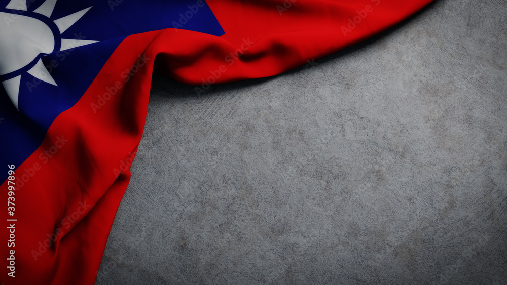 Flag of Taiwan on concrete backdrop. Taiwanese flag background with ...