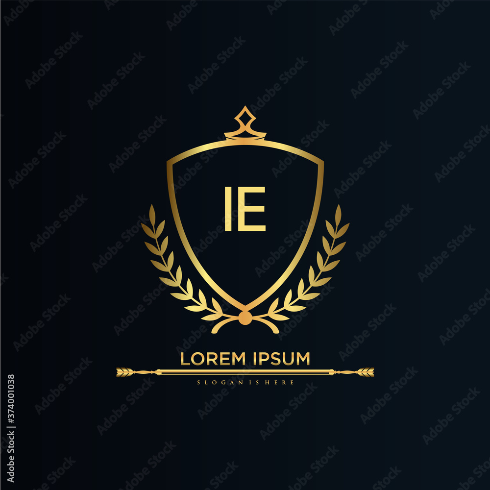 IE Letter Initial with Royal Template.elegant with crown logo vector ...