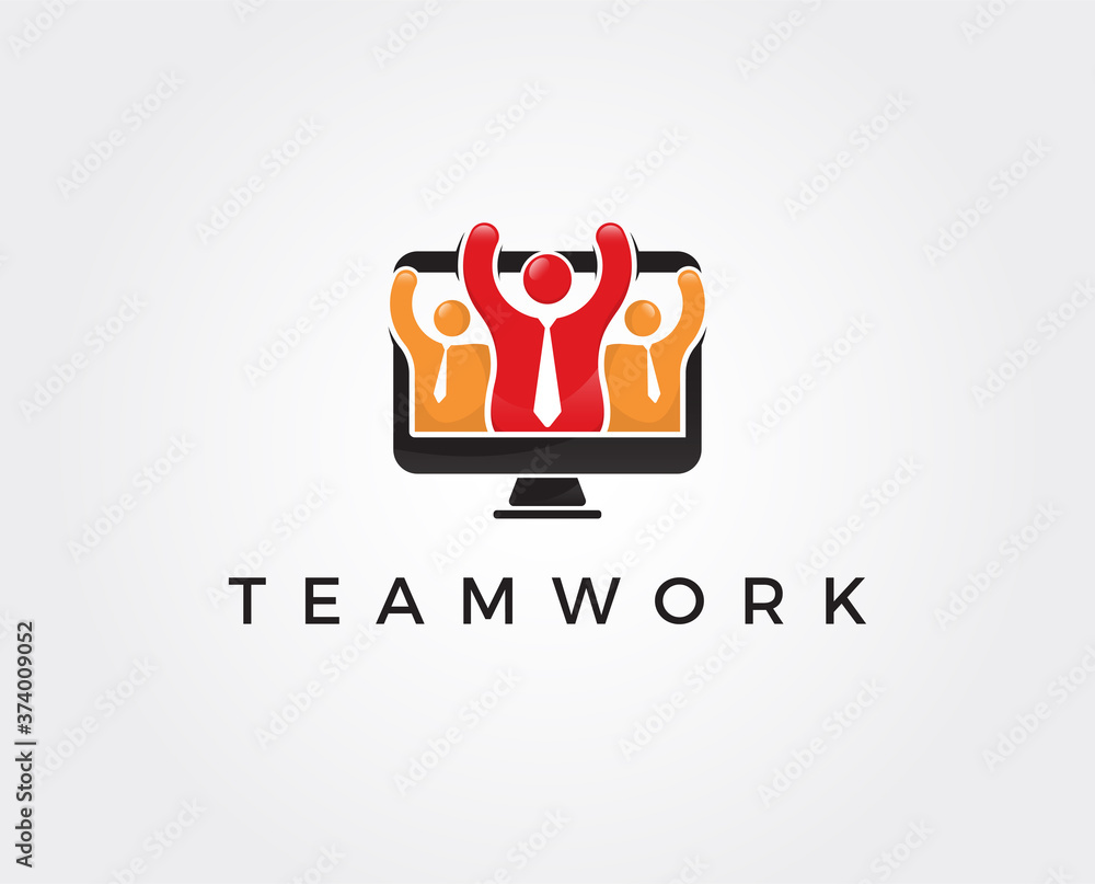 minimal teamwork logo template - vector illustration Stock Vector ...