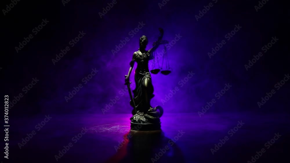 Law concept. Miniature colorful artwork decoration with fog and ...