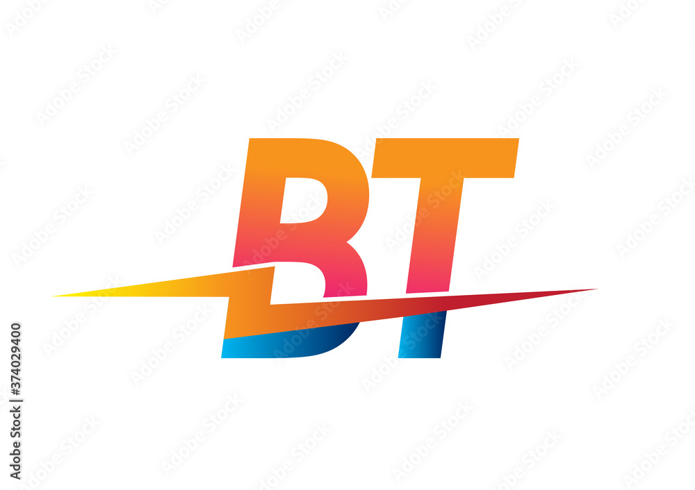 Letter BT logo with Lightning icon, letter combination Power Energy ...