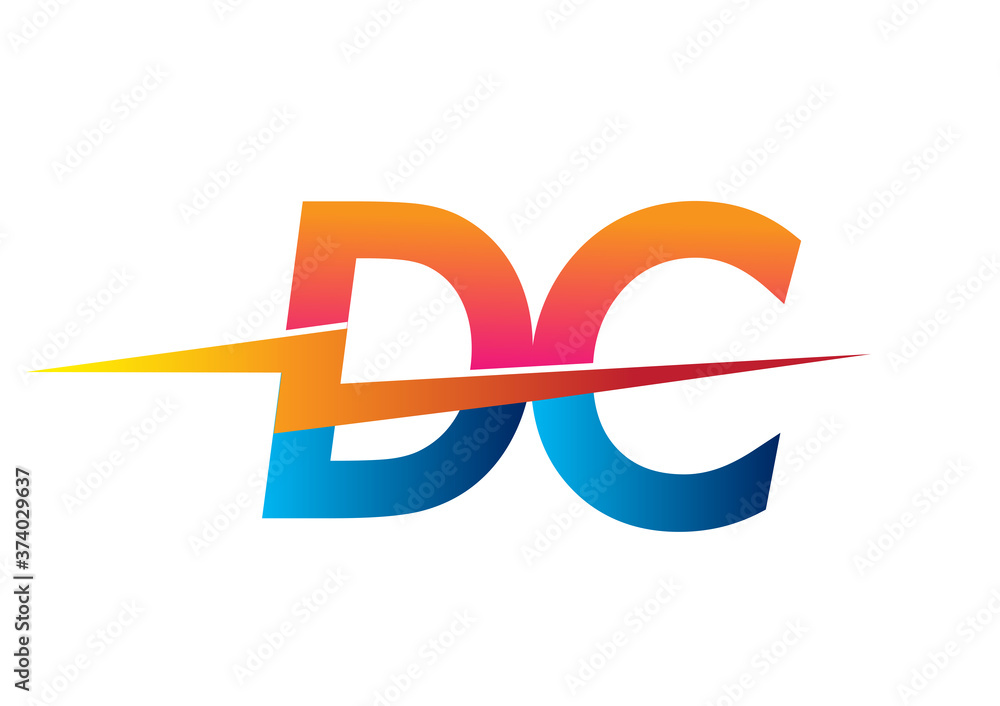 Letter DC logo with Lightning icon, letter combination Power Energy ...