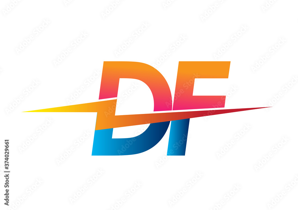 Letter DF logo with Lightning icon, letter combination Power Energy ...