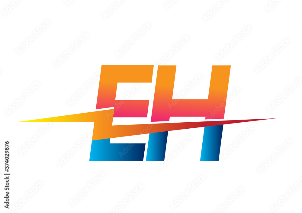 Letter EH logo with Lightning icon, letter combination Power Energy ...