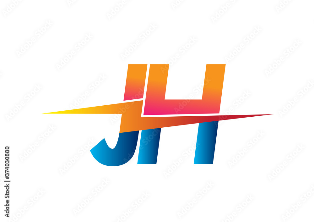 Letter JH logo with Lightning icon, letter combination Power Energy ...