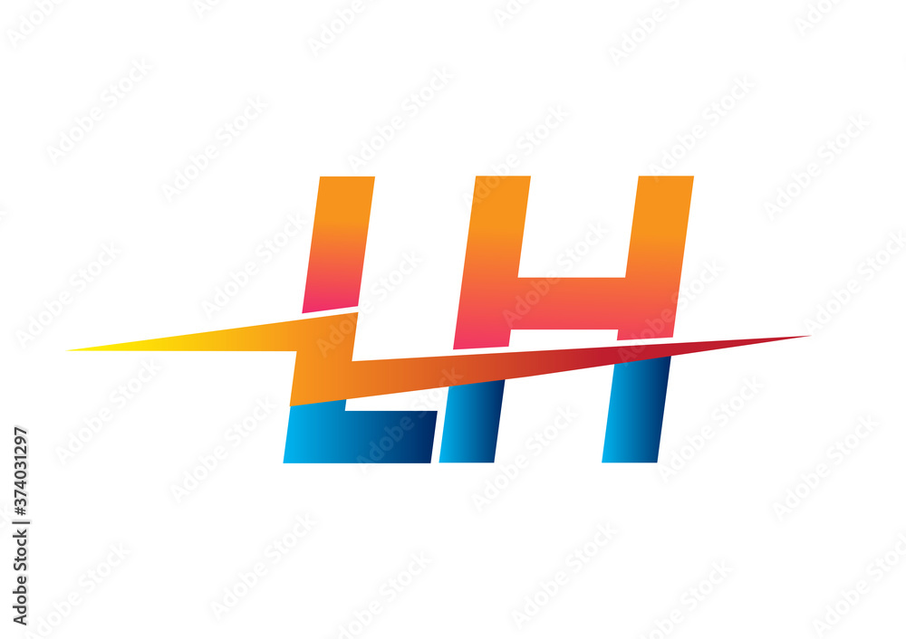 Letter LH logo with Lightning icon, letter combination Power Energy ...