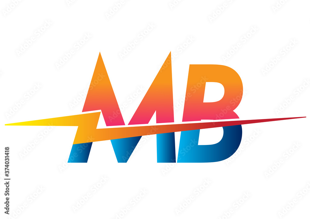 Letter MB logo with Lightning icon, letter combination Power Energy ...
