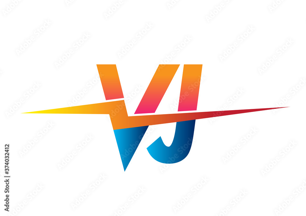 Letter VJ logo with Lightning icon, letter combination Power Energy ...