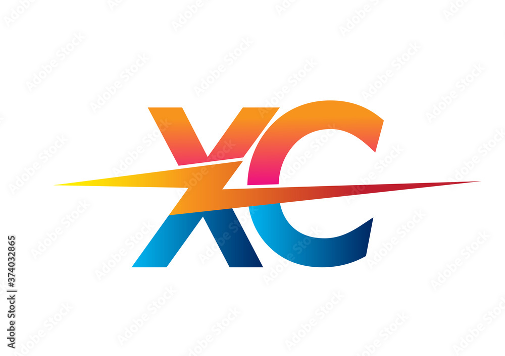 Letter XC logo with Lightning icon, letter combination Power Energy ...