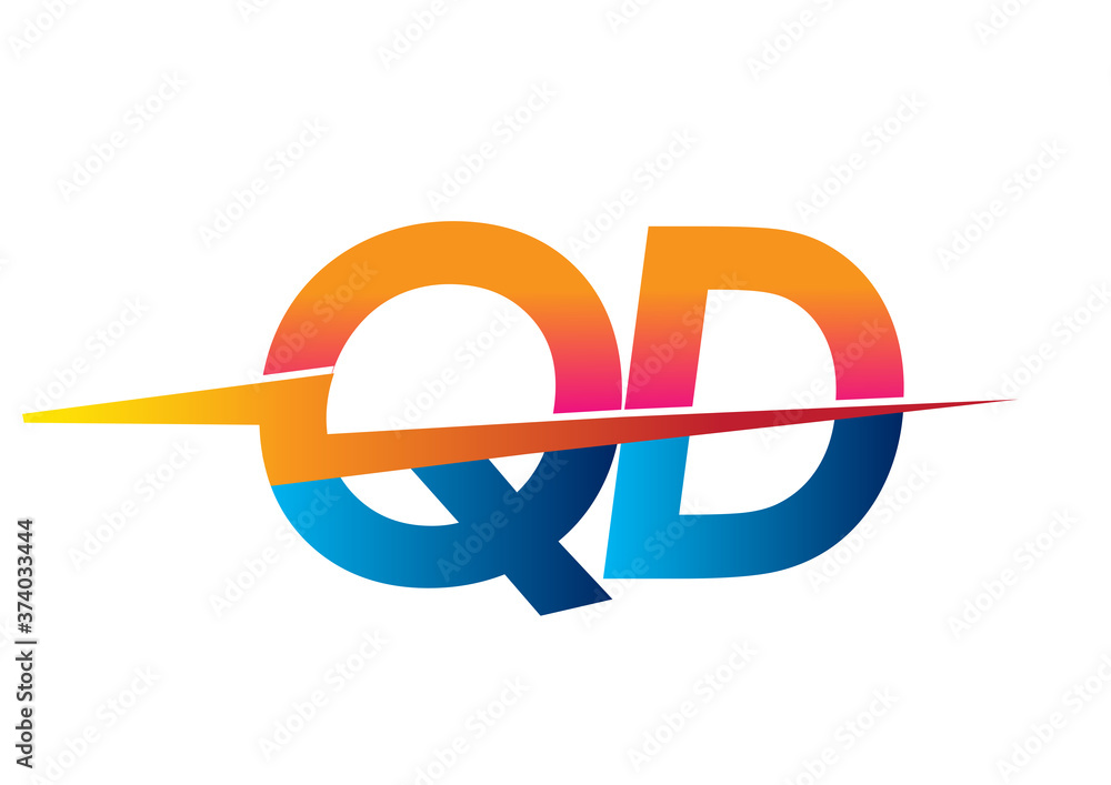 Letter QD logo with Lightning icon, letter combination Power Energy ...
