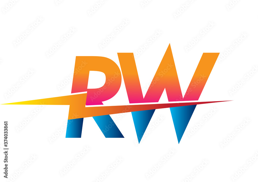 Letter RW logo with Lightning icon, letter combination Power Energy ...