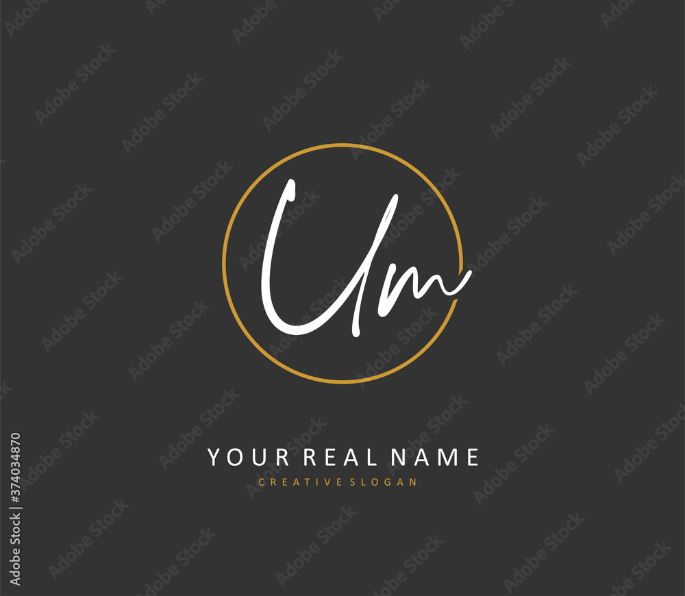 U M UM Initial letter handwriting and signature logo. A concept ...